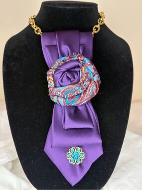 Accessories | 3 In 1 Purple Satin Bow Tie With Paisley Silk Accent And ...